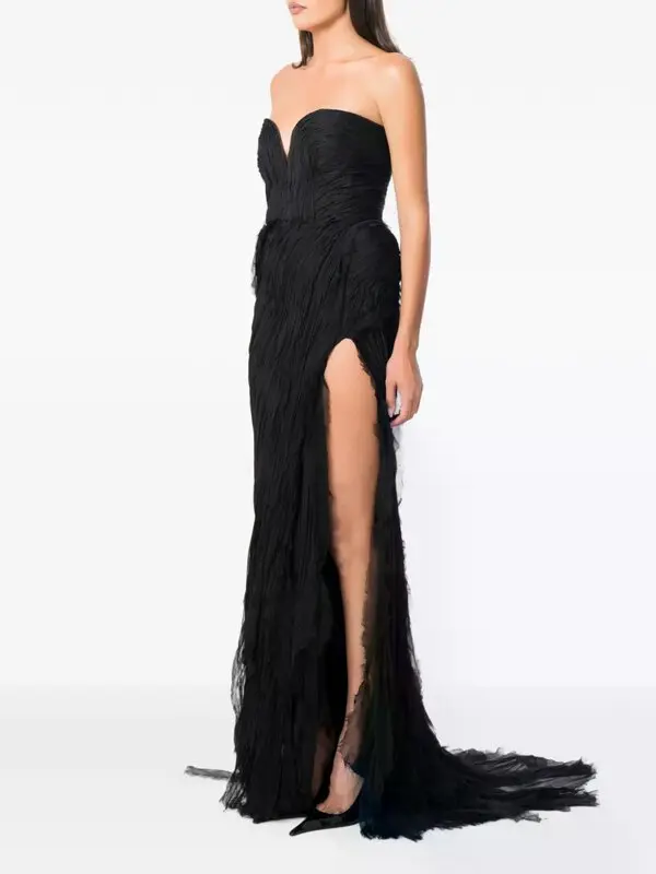 NORINA ST Zenya Plissé-effect Strapless Maxi Dress