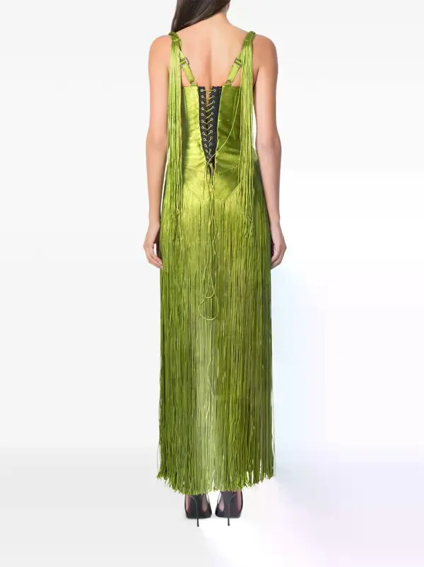 NORINA ST Fringe Trim Corset Maxi Dress