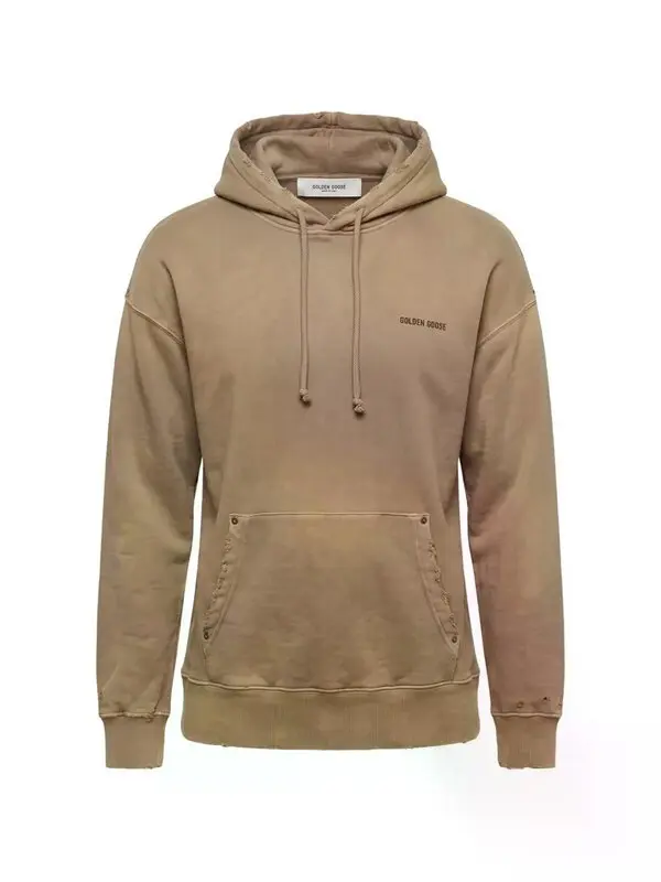 GOLDEN GOOSE Distressed Logo-print Cotton Hoodie