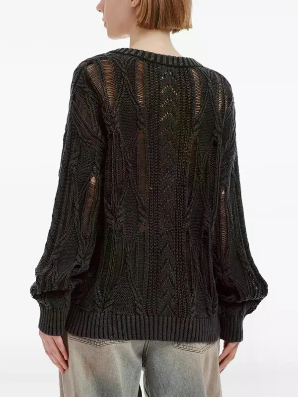 Izzue Cable-knit Distressed Sweater