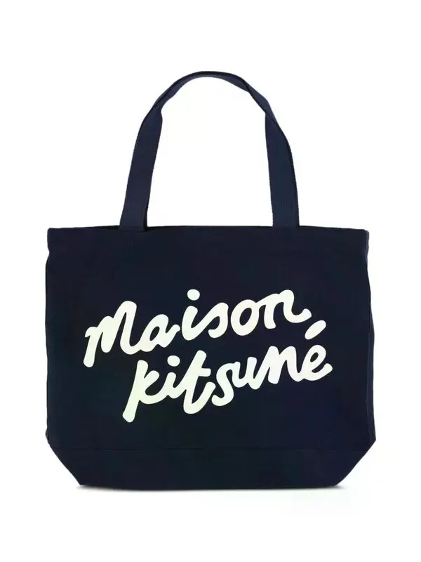 Maison Kitsuné Handwriting-print Tote Bag - Blue