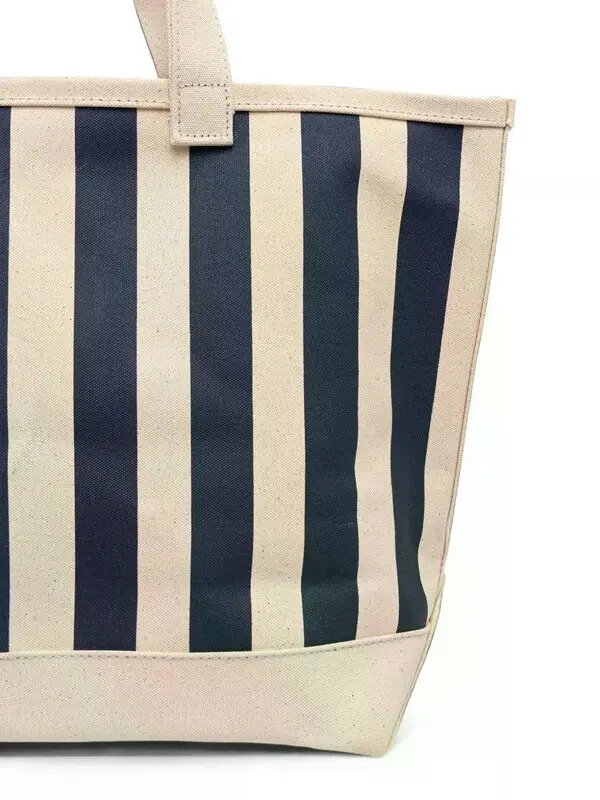 SPORTY & RICH Striped Embroidered Tote Bag - Neutrals