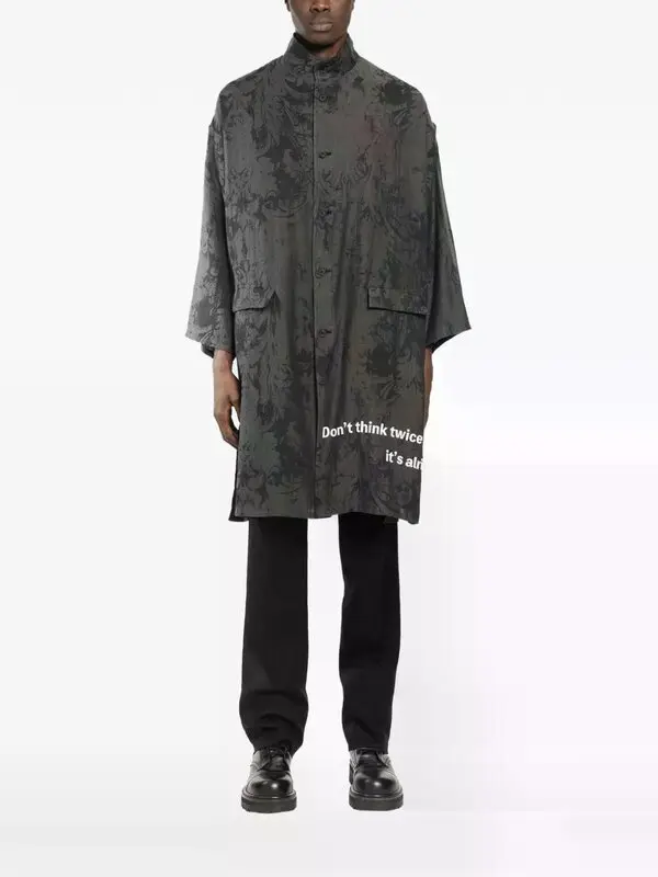 Yohji Yamamoto Jacquard-print Message-print Coat
