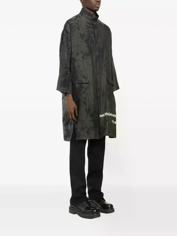 Yohji Yamamoto Jacquard-print Message-print Coat