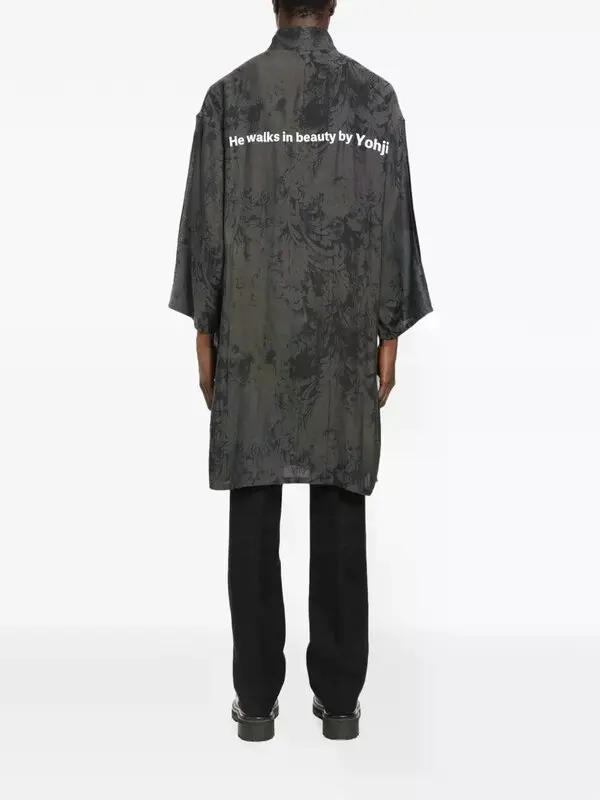 Yohji Yamamoto Jacquard-print Message-print Coat