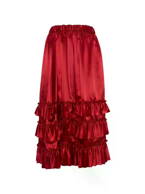 Noir Kei Ninomiya Ruffled Elasticated-waist Maxi Skirt - Red