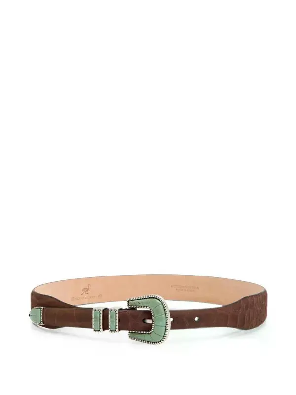 SILVER OSTRICH Leather Belt