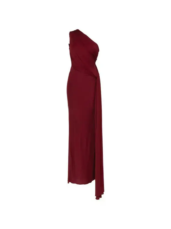 HERVE L. LEROUX Draped Asymmetric-neckline Gown