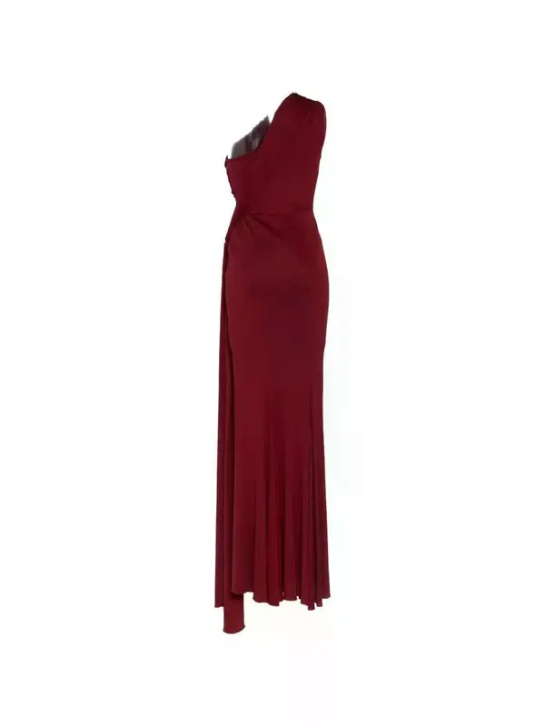 HERVE L. LEROUX Draped Asymmetric-neckline Gown