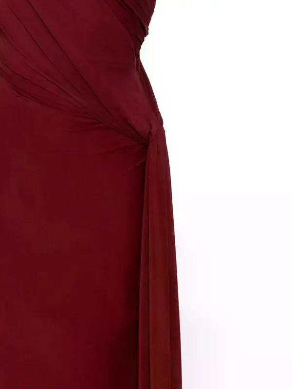 HERVE L. LEROUX Draped Asymmetric-neckline Gown