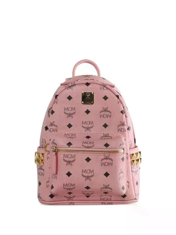 Mcm Monogram-print Studded Backpack