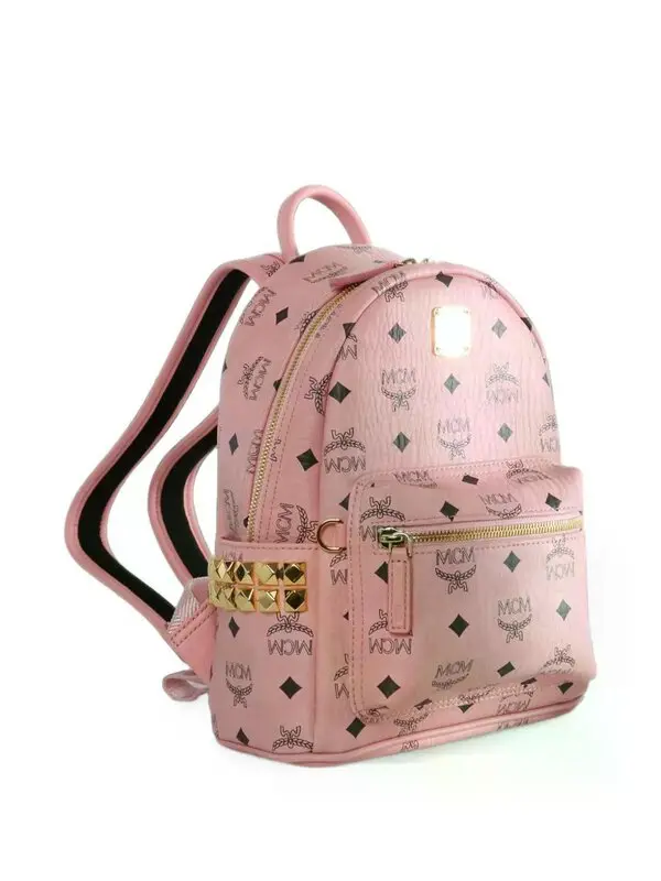 Mcm Monogram-print Studded Backpack