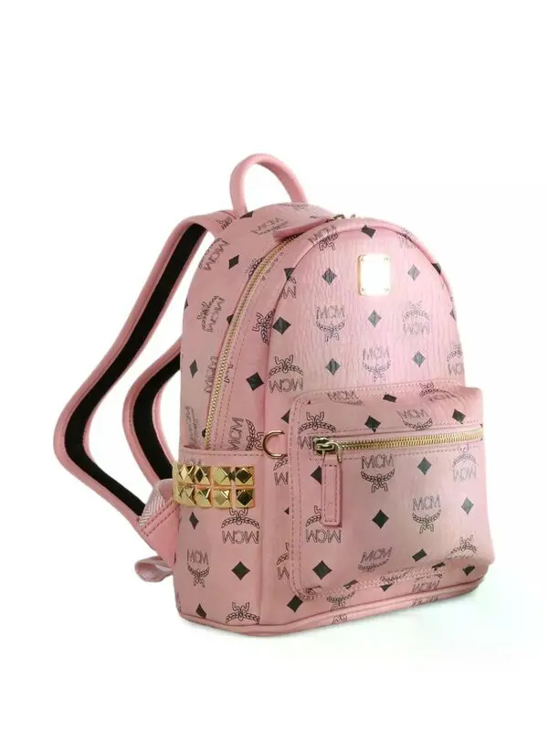Mcm Monogram-print Studded Backpack