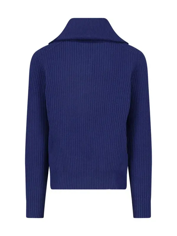 Moncler Virgin Wool Zip Sweater - Blue
