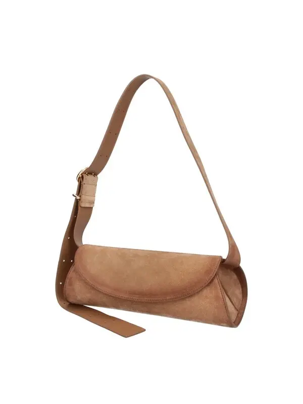 JIL SANDER Cannolo Suede Shoulder Bag - Brown