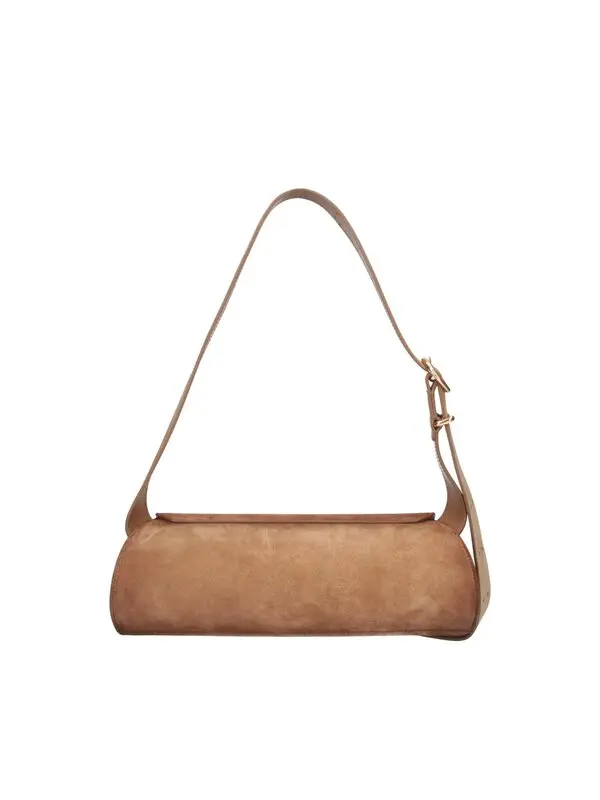 JIL SANDER Cannolo Suede Shoulder Bag - Brown