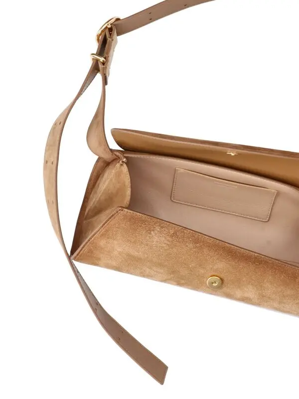 JIL SANDER Cannolo Suede Shoulder Bag - Brown