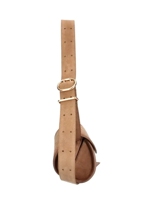 JIL SANDER Cannolo Suede Shoulder Bag - Brown