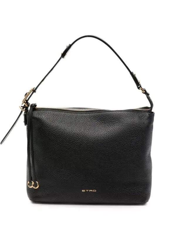 Etro Grainy Leather Shoulder Bag - Black