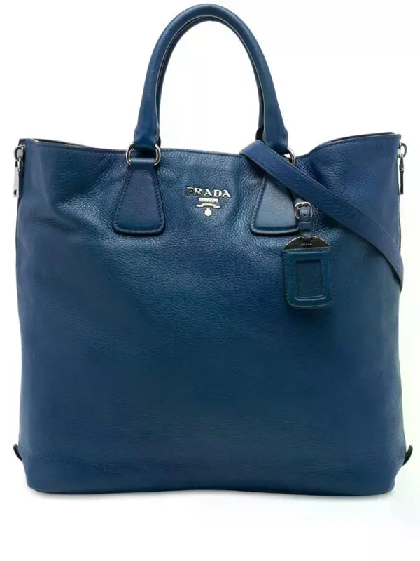 Prada Vitello Daino Side Zip Open Convertible Tote Satchel
