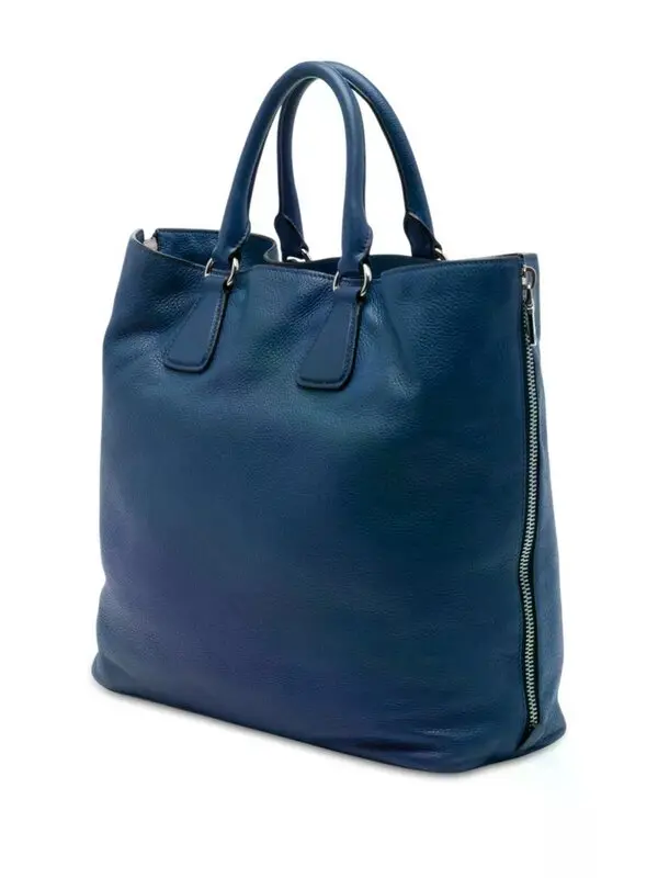 Prada Vitello Daino Side Zip Open Convertible Tote Satchel