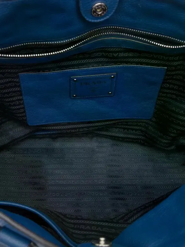 Prada Vitello Daino Side Zip Open Convertible Tote Satchel