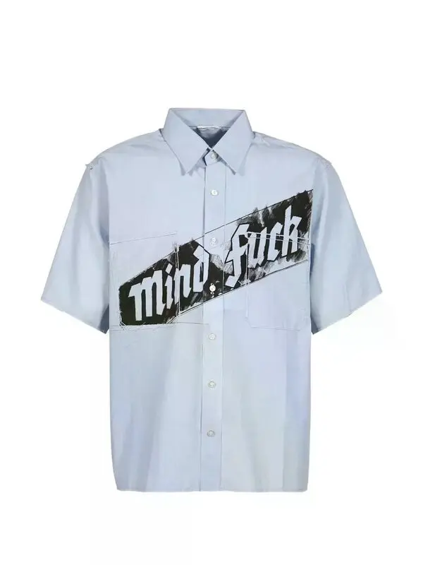 PROTOTYPES X Andrey Molodkin Slogan-print Short-sleeved Shirt - Blue