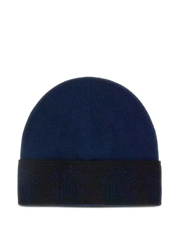 Roberto Cavalli Logo-intarsia Wool Beanie Hat - Blue