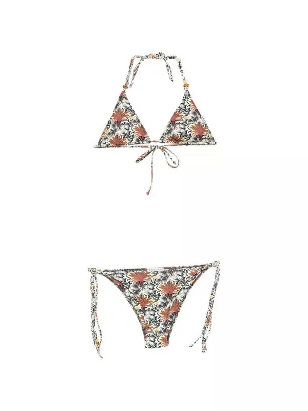 Anjuna Floral-print Tie-fastening Bikini - Brown