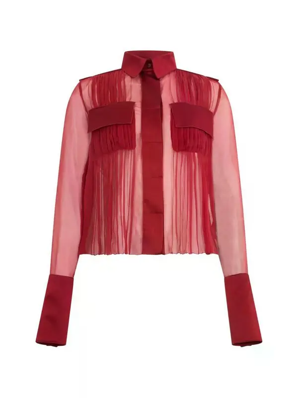 Alberta Ferretti Pleated Silk Blouse