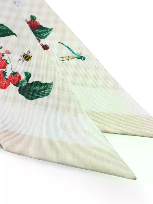 Mulberry Floral-print Gingham-check Scarf