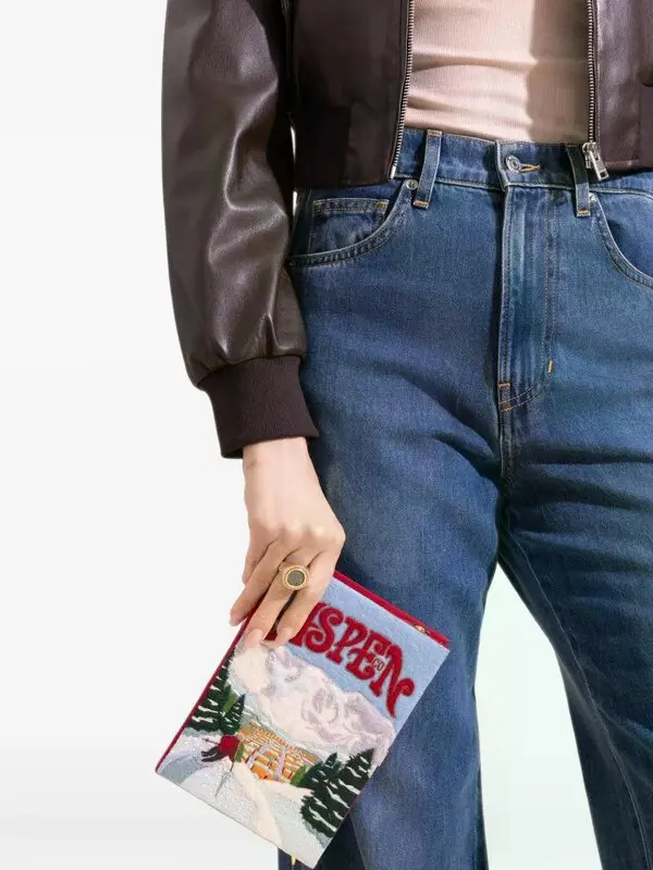 OLYMPIA LE-TAN Ski In Aspen Embroidered Book Mini Bag