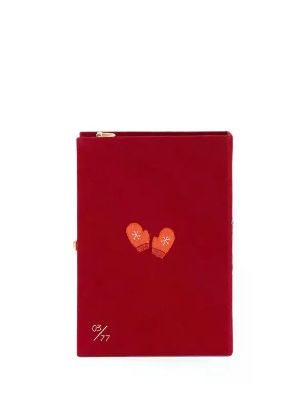 OLYMPIA LE-TAN Ski In Aspen Embroidered Book Mini Bag - Red