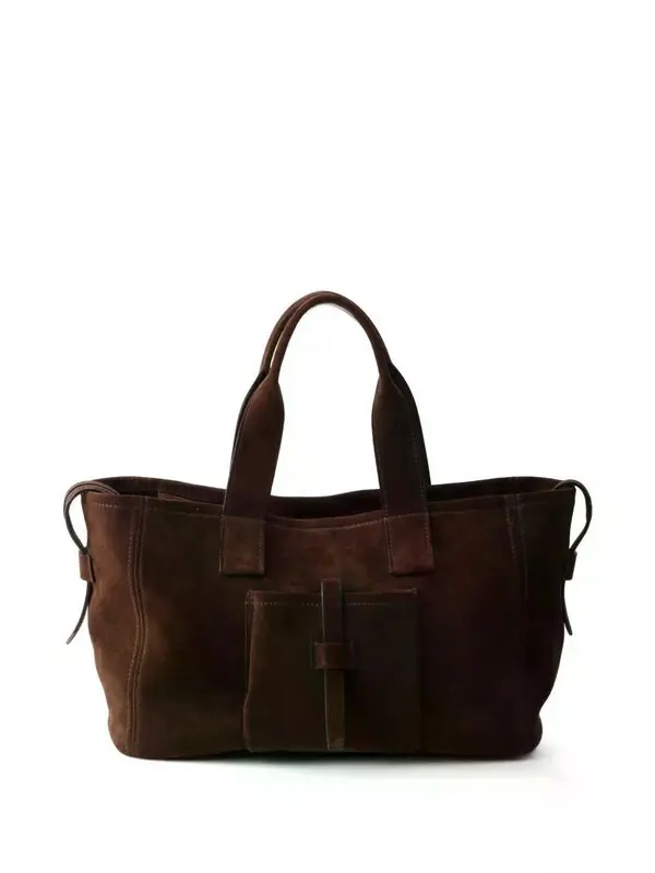 Prada Route Large Suede Tote Bag - Brown