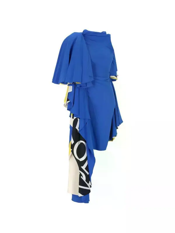 Loewe Stretch Viscose Asymmetric Draped Dress - Blue
