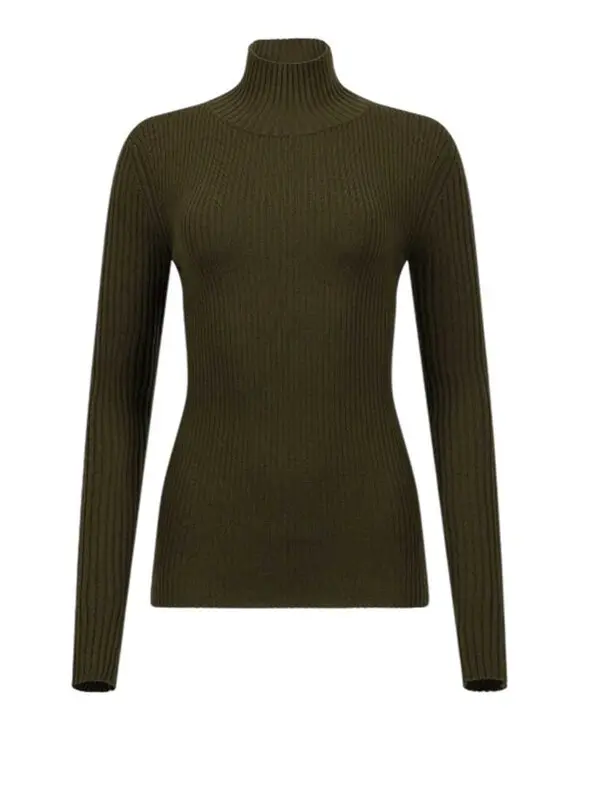 Victoria Beckham High-neck Fitted Sweater - Green