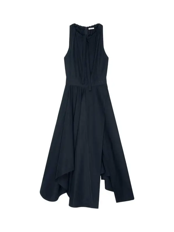 Givenchy Asymmetric Poplin Maxi Dress With Bow - Blue