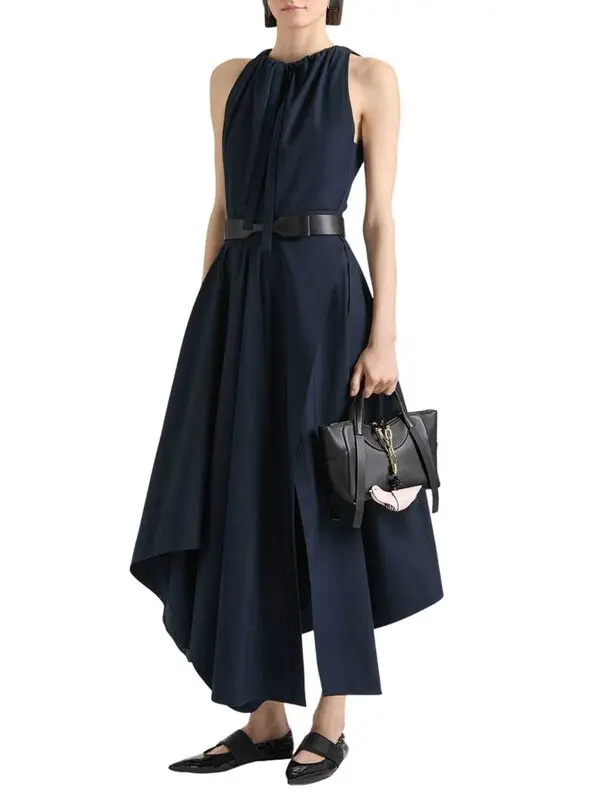 Givenchy Asymmetric Poplin Maxi Dress With Bow - Blue