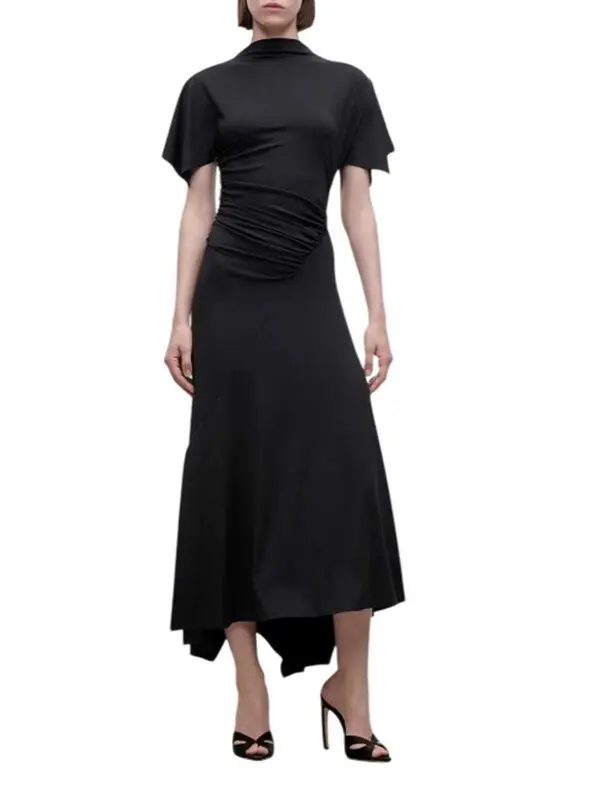Victoria Beckham Draped Midi Dress - Black