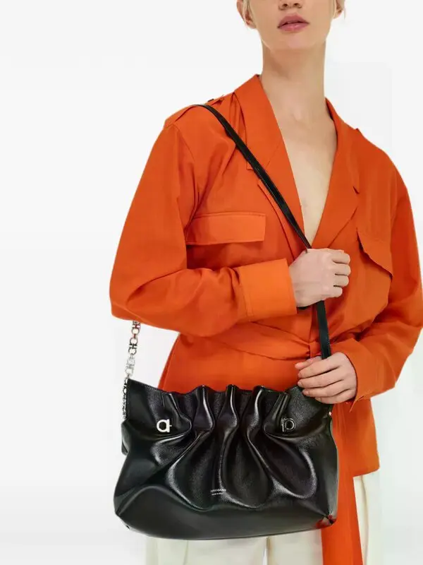 FERRAGAMO Soft Leather Shoulder Bag - Black