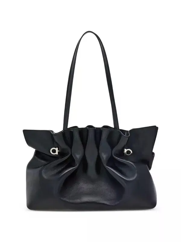 FERRAGAMO Soft Leather Shoulder Bag - Black