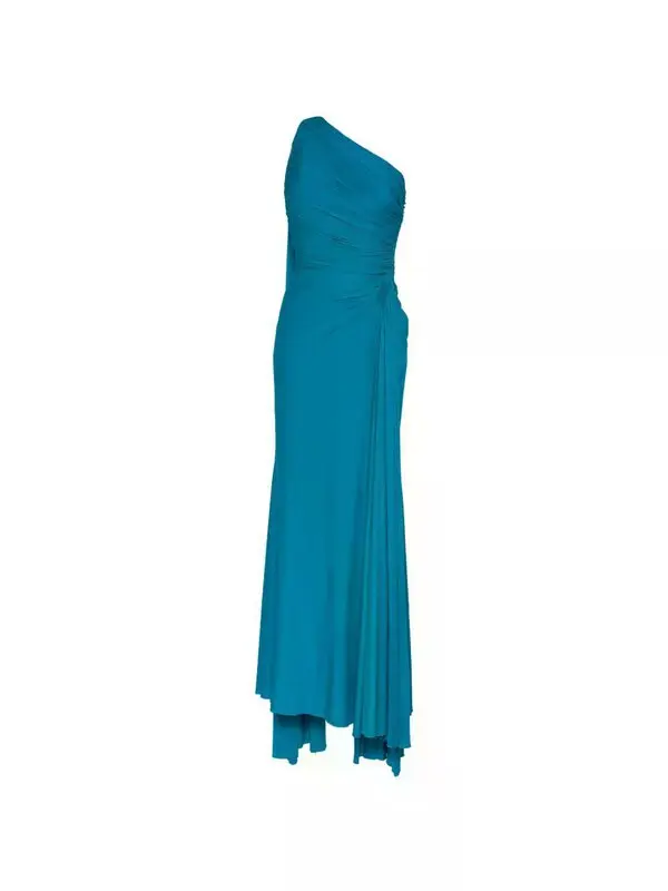 HERVE L. LEROUX Asymmetric Cape-sash Gown - Blue