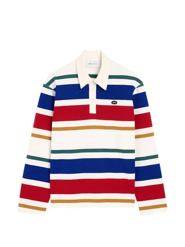 AMI Paris Striped Cotton Polo