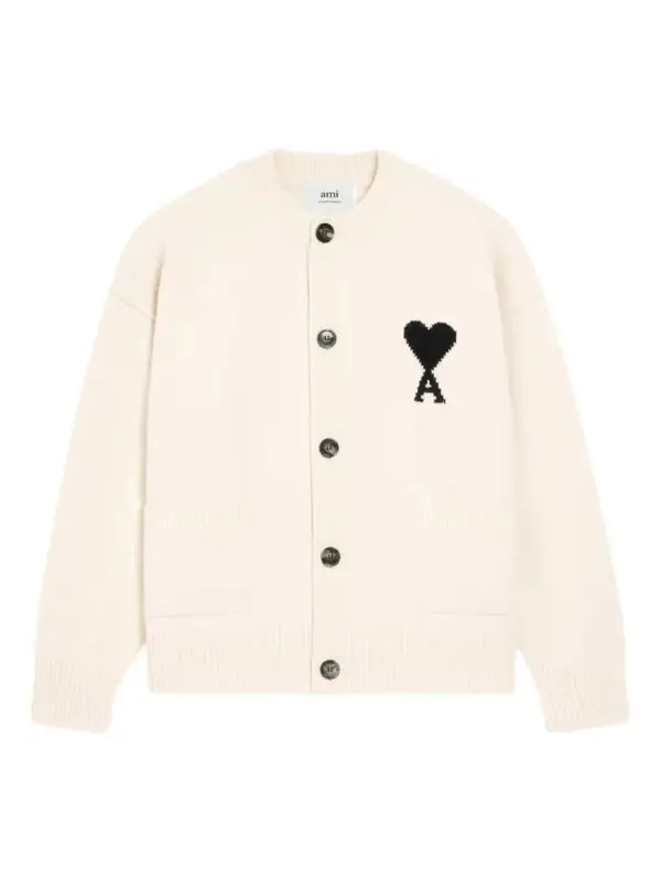AMI Paris Adc Cardigan - White/black