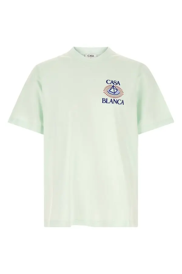 Casablanca Flocked 'celestial Pyramid' Print T-shirt - Light Blue
