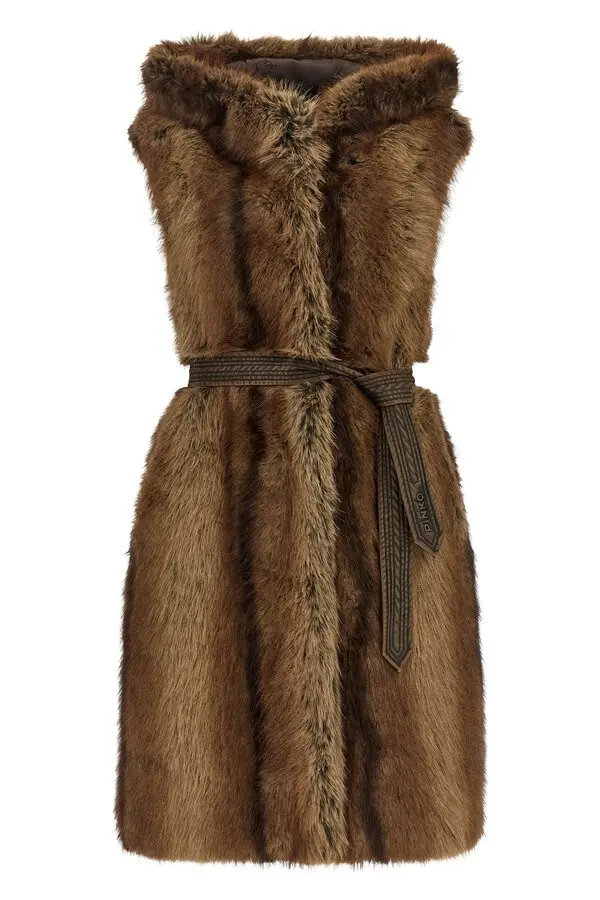 Pinko Faux Fur Hooded Vest