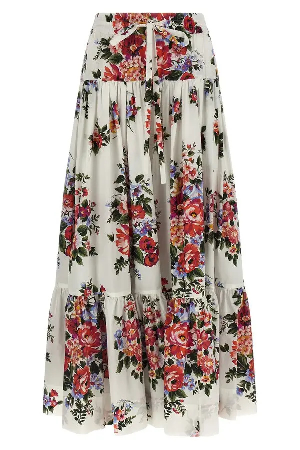 Dolce & Gabbana Mazzo Di Fiori Cotton Poplin Maxi Skirt