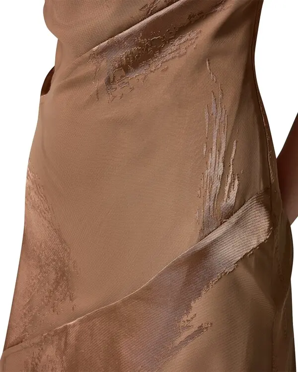 Donna Karan New York Satin Burnout Asymmetrical Neck Midi Dress