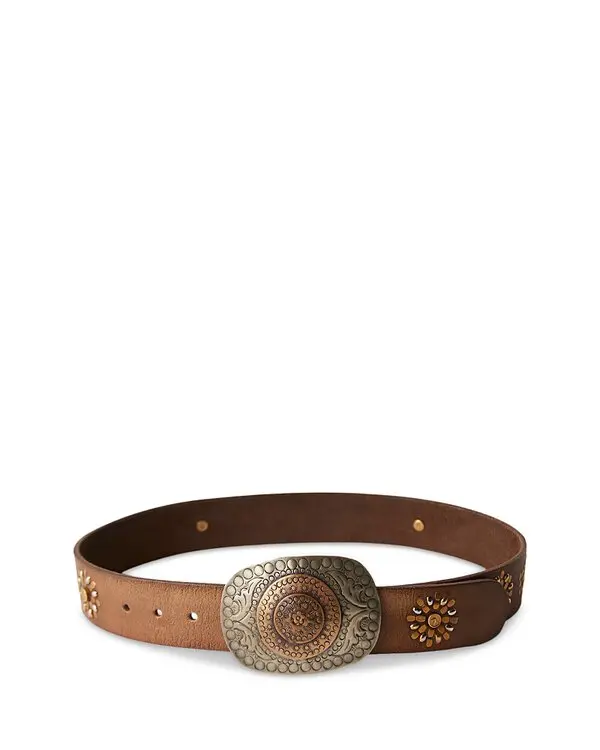 Free People Roman Holiday Embellished Leather Belt - Bronzed Ag