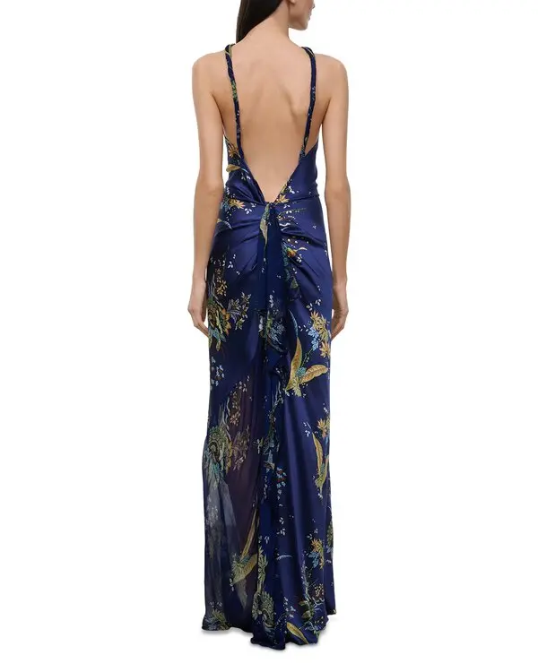 Staud Charlie Stretch Silk Low Back Dress